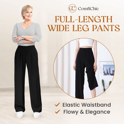 Trelina - ComfiChic - Elastic Waist Wide Leg Casual Pants