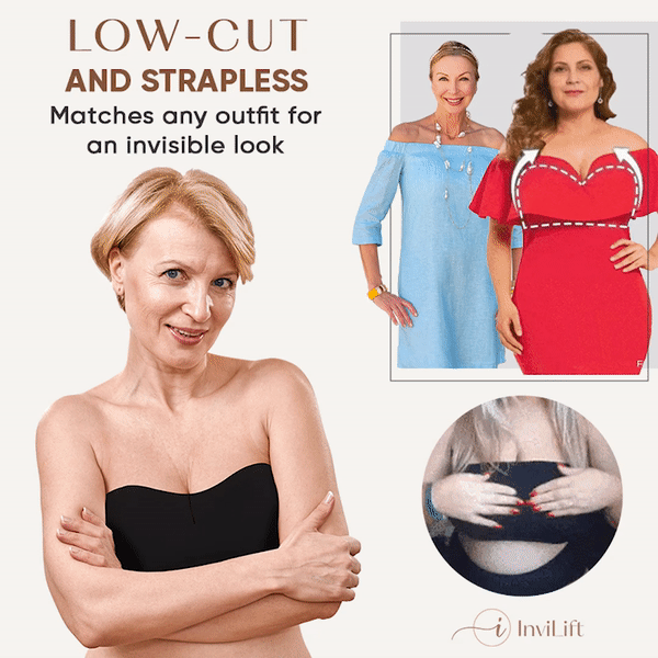 Onavee - InviLift - Plus size Sexy Strapless Invisible Push Up Bra