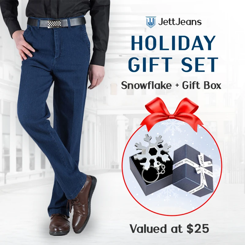 JettJeans - Men's High Rise Straight Fit Stretch Jeans